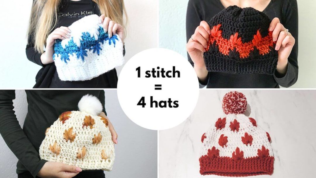1 extreme drop stitch = 4 hat designs! Free crochet patterns by Wilmade