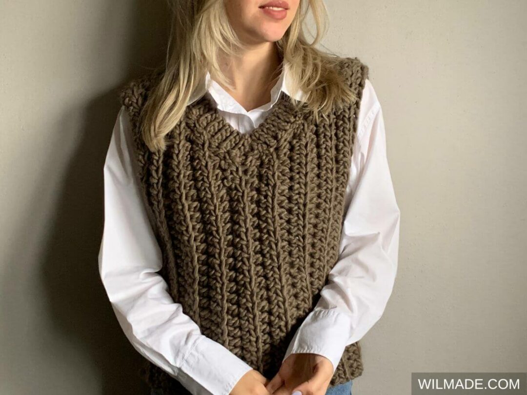Crochet chunky vest - free crochet pattern in size XS-5XL + video