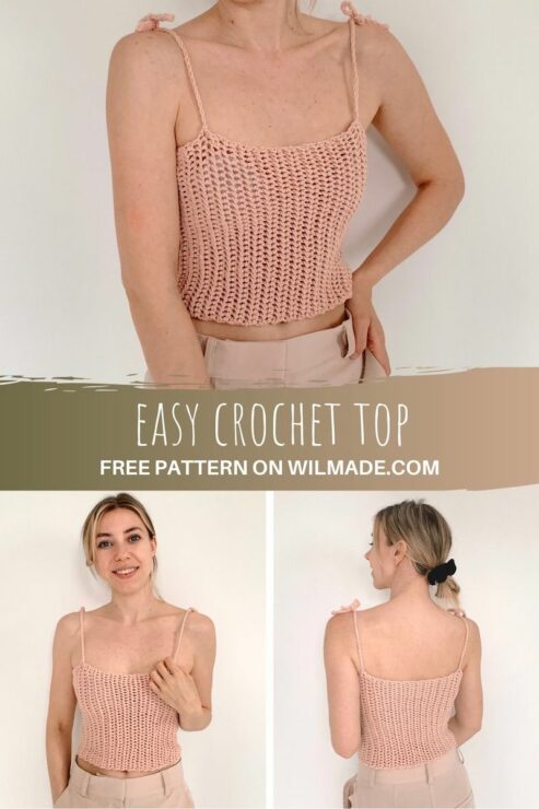 Eenvoudige gehaakte crop top voor beginners (XS-5XL)