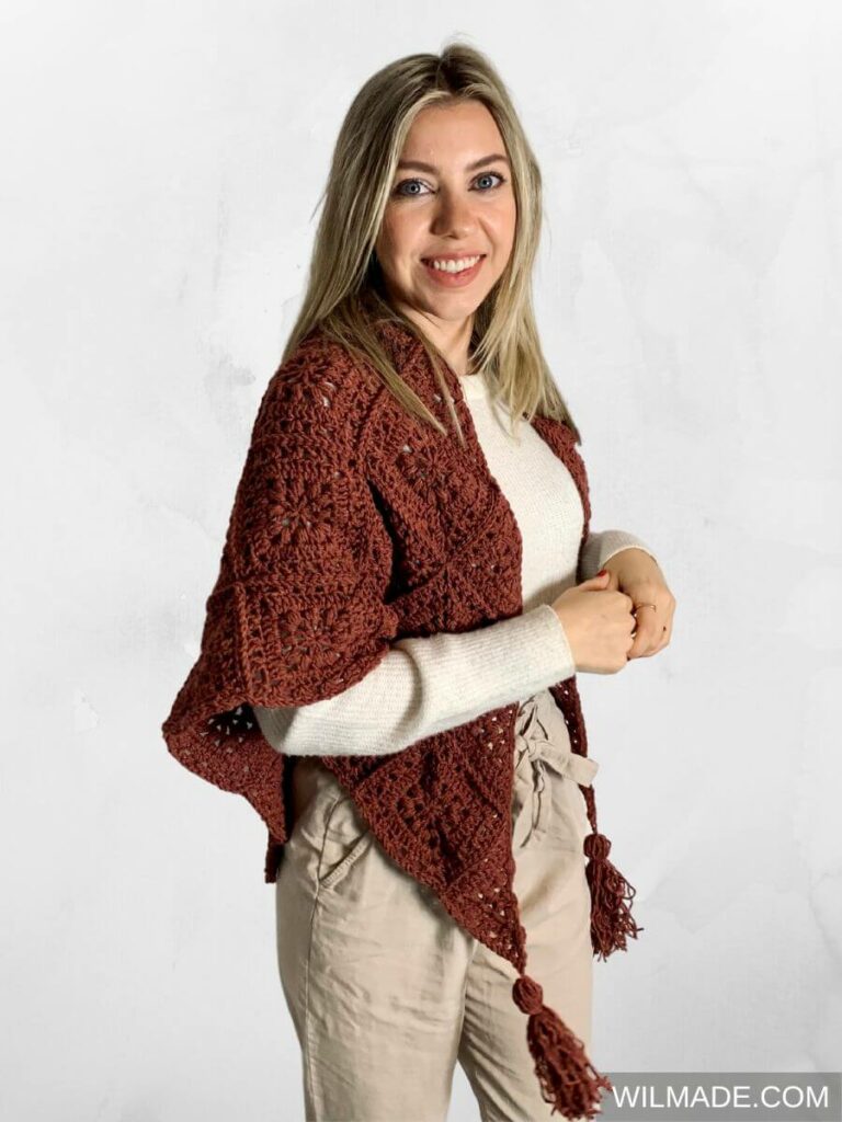 Granny Square Shawl - free crochet pattern + video